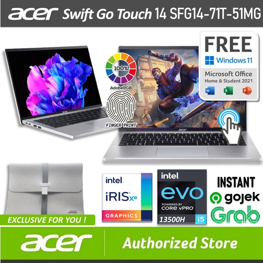 Jual Acer Swift GO 14 SFG14-71T-51MG intel evo core i5-13500H ram 16GB ...