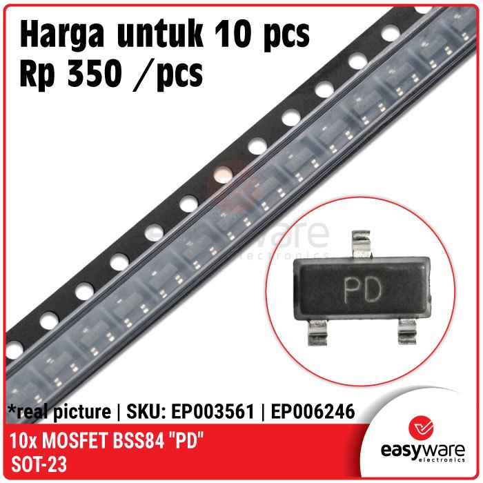Jual 10x MOSFET BSS84 PD SOT-23 -0.13A Transistor Mosfet BSS 84 SMD SMT 1 P-Channel | Shopee ...