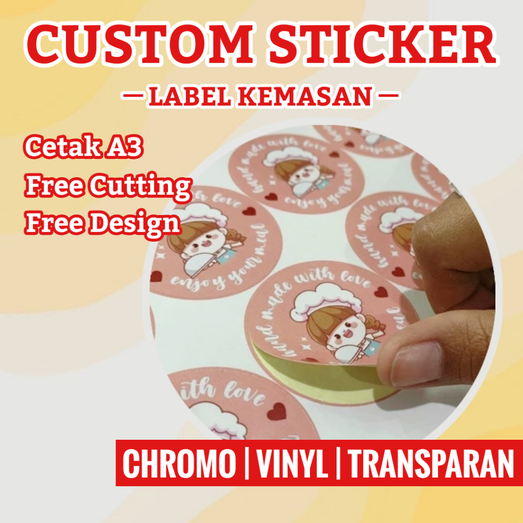 Jual Cetak Sticker Custom | Stiker Vinyl A3 | Sticker Chromo Vinyl ...