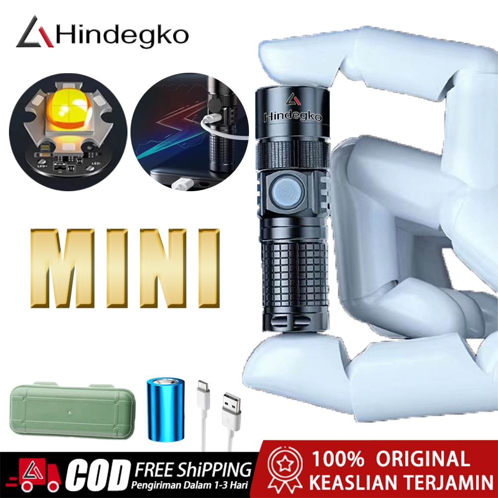 Jual Hindegko Senter Led Super Terang Mini Rechargeable Lampu Darurat Portabel Jarak Jauh Ringan ...