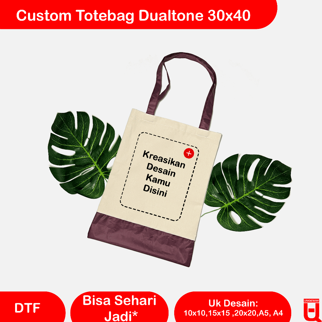 Jual Sablon Totebag / Custom Totebag Kanvas Dualtone Portrait (Full ...
