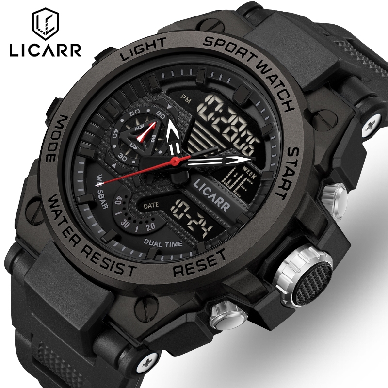 Jual LICARR Jam Tangan Pria Olahraga Analog Digital Santai Kuarsa Anti ...