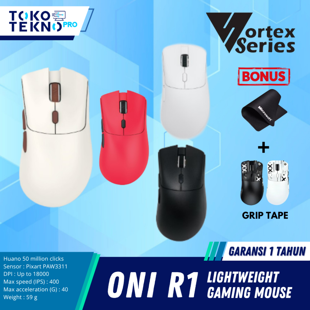 Jual Vortexseries Oni R1 Vortex Wireless Gaming Mouse 3in1 Connection ...