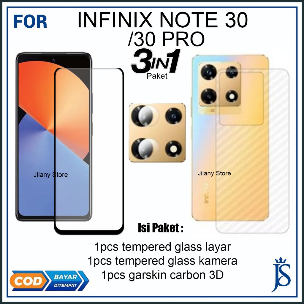 Jual PAKET 3IN1 TEMPERED GLASS TG CAMERA DAN GARSKIN INFINIX HOT 30i ...