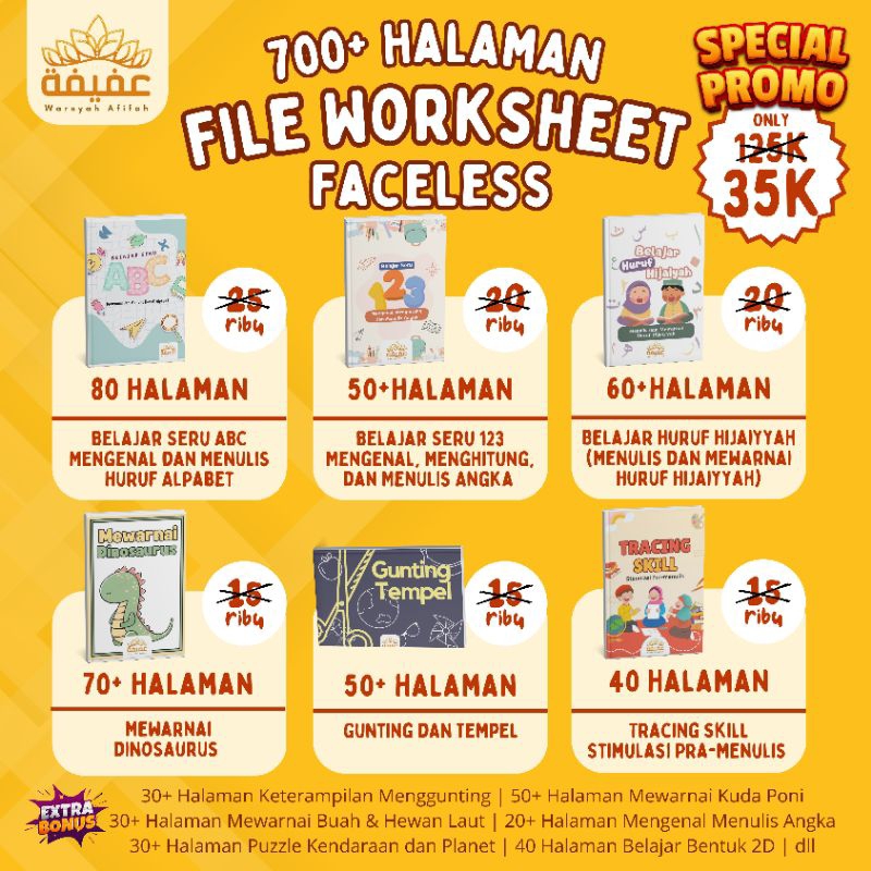 Jual 700++ FILE WORKSHEET FACELESS ANAK | Shopee Indonesia