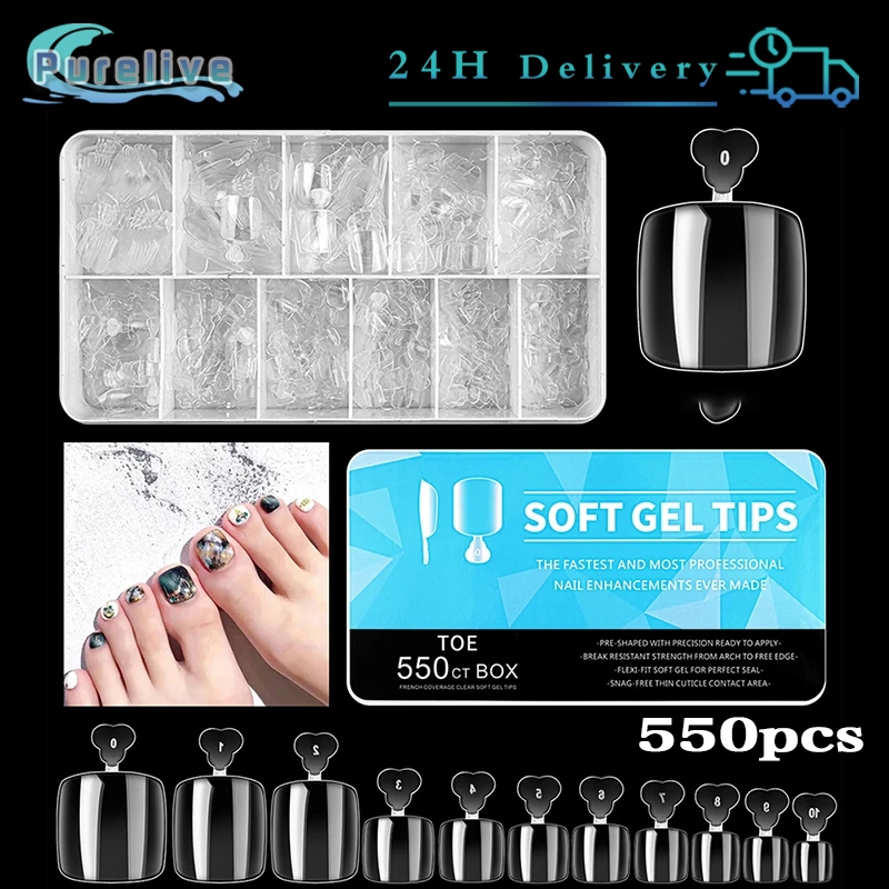 Jual 550pcs Soft Gel Tips Kaki Nail Tip Toes Kuku Palsu Kaki Soft Gel ...