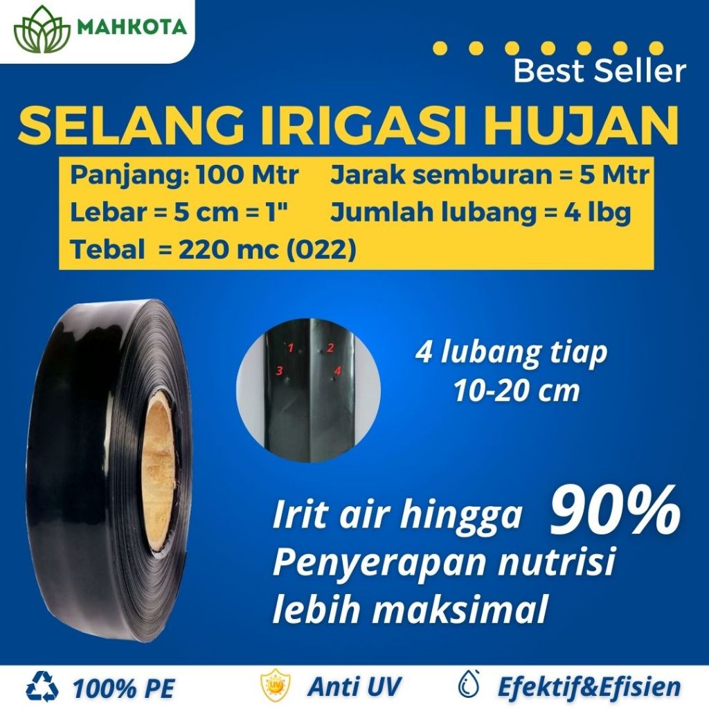 Jual Selang Drip Lubang 4 Set 5 Cm 1 inch 100 Meter 220 Mikron Selang ...