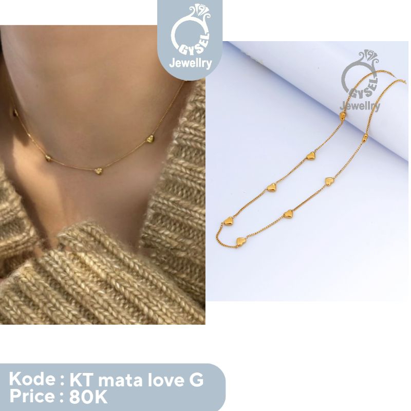 Jual KT Mata Love G - Kalung Titanium Liontin Full Love Gold | Shopee Indonesia