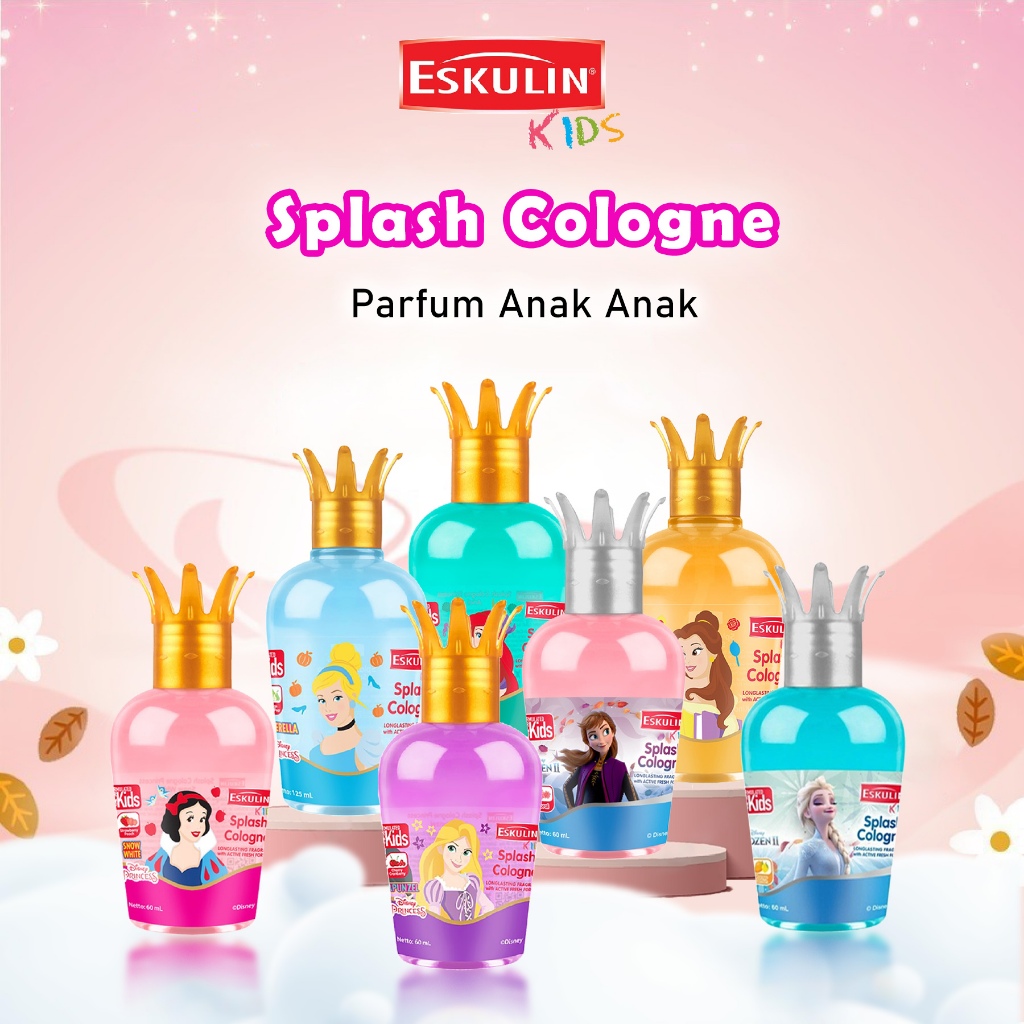 Jual Eskulin Kids Splash Cologne Cinderella Rapunzel Ariel Anna 60ml ...