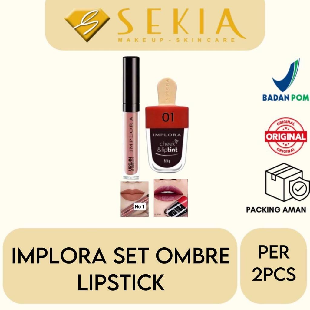 Jual Implora Set Ombre Lips Lipstick / Implora Lip Tint 01+ Lipcream 01 ...