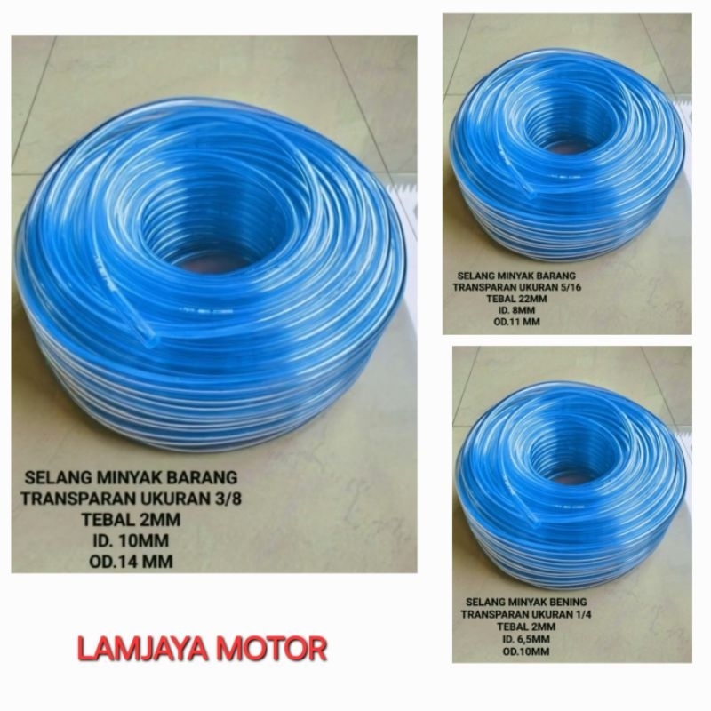 Jual Selang Minyak, Selang Solar Bening Transparan Tebal 2mm ukuran 1/4 ...