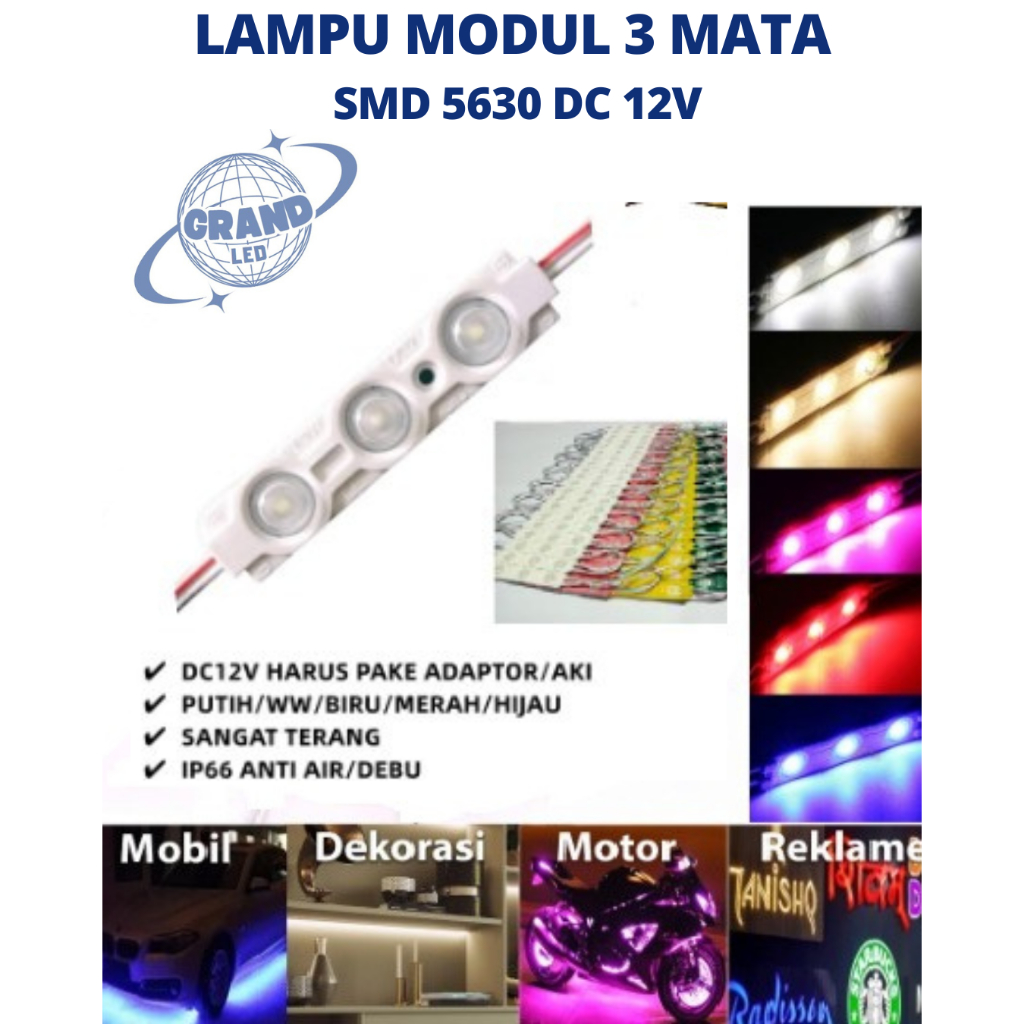 Jual LAMPU LED MODUL INJEKSI 3 LED SUPER BRIGHT LED HURUF TIMBUL NEON BOX（modul biasa) DC 12V ...