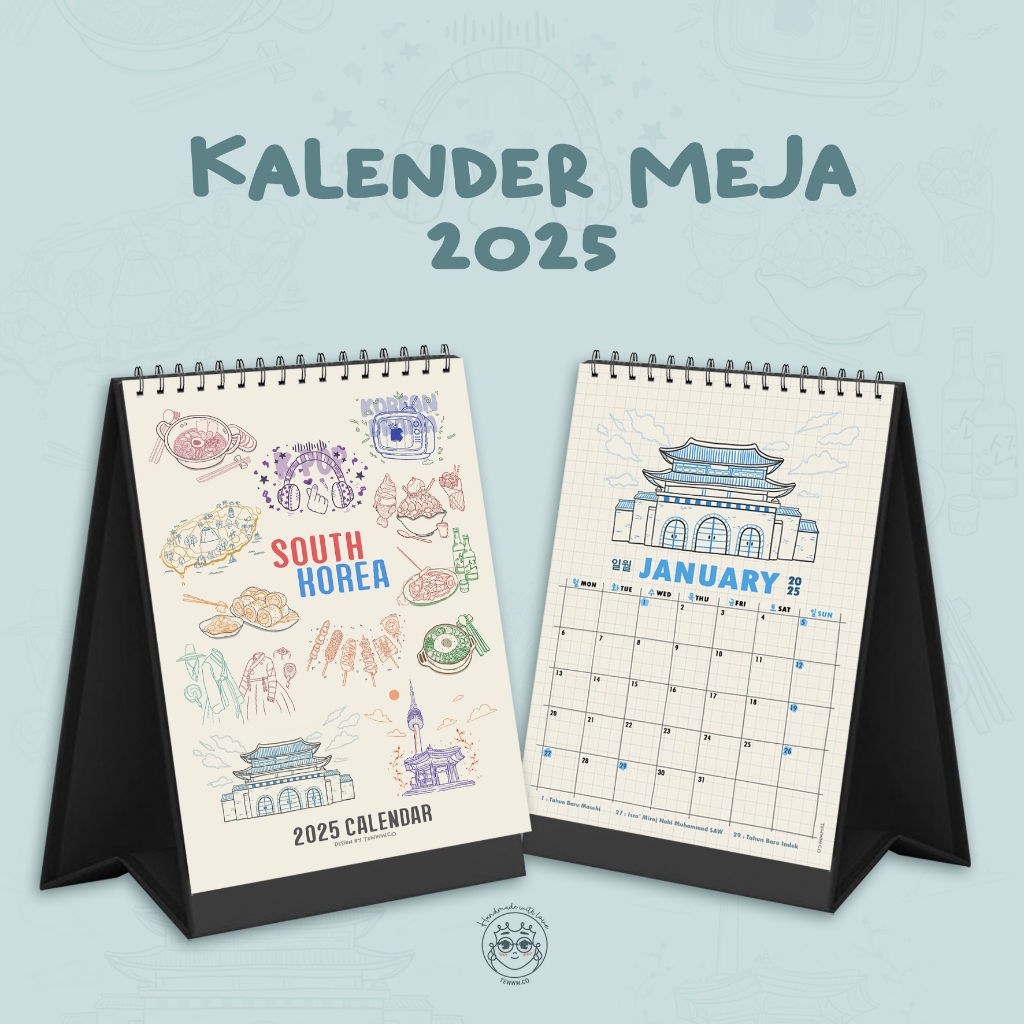 Jual KALENDER MEJA 2025 | Kalender Aesthetic 2025 tema korea ukuran A5 ...