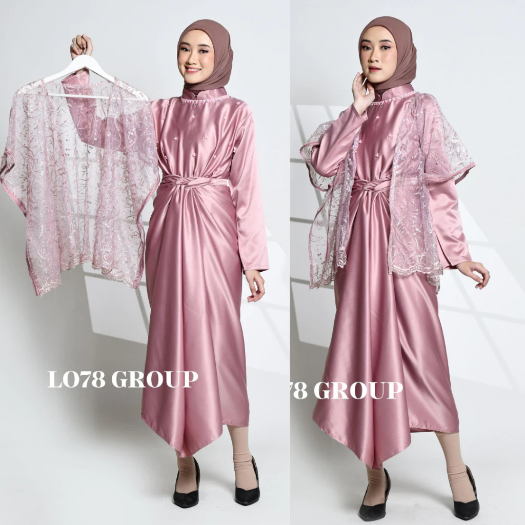 Jual GAMIS NAIRA DRESS SATIN SILK DRESS 2 IN 1 GAMIS SERUT INSTAN PLUS ...
