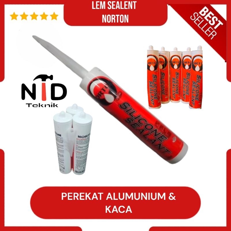 Jual lem Sealant Tabung Asam NORTON / Lem kaca alumunium / Lem Kaca ...