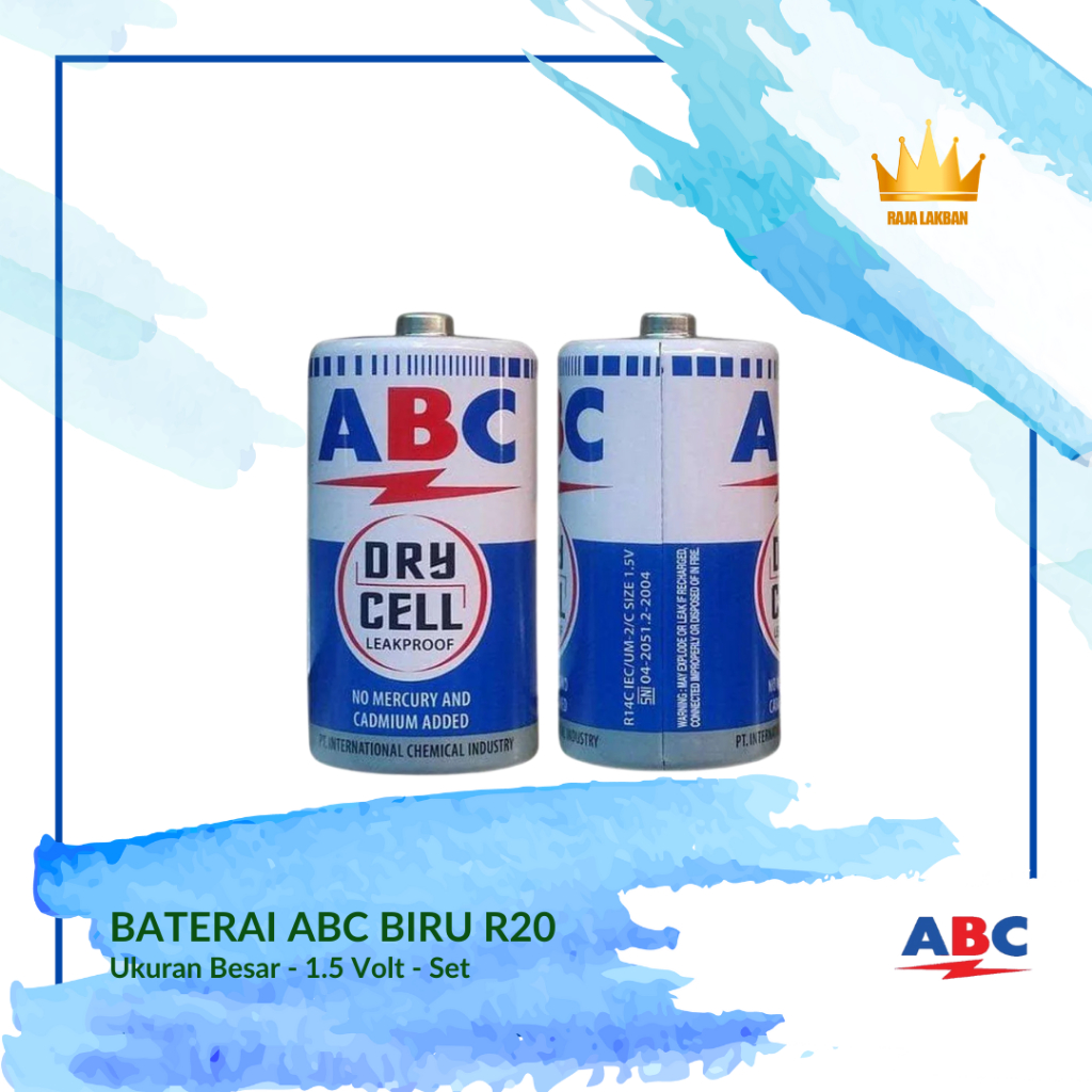 Jual Baterai ABC Biru Besar R20 / Baterai 1,5 Volt - Set 2 Pcs | Shopee ...