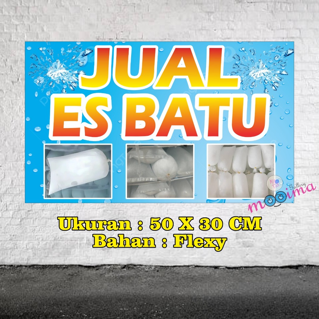 Jual Spanduk banner Jual Es Batu / agen es ukuran 50x30cm | Shopee ...