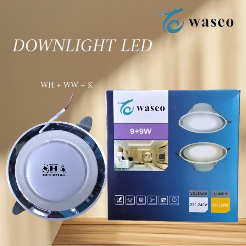 Jual Lampu Led Downlight 9Watt 3 Warna Putih / Kuning / Warm White WASEO | Shopee Indonesia