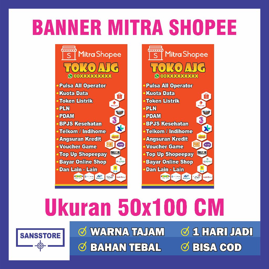 Jual CETAK BANNER SHOPEE C 50X100 CM I SPANDUK BENNER BENER | Shopee ...