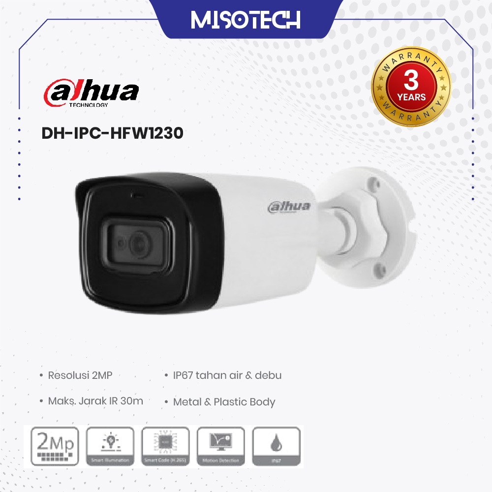 Jual Dahua DH-IPC-HFW1230 2MP IP Camera CCTV Outdoor PoE H.265 Eco Series Non Audio | Shopee ...