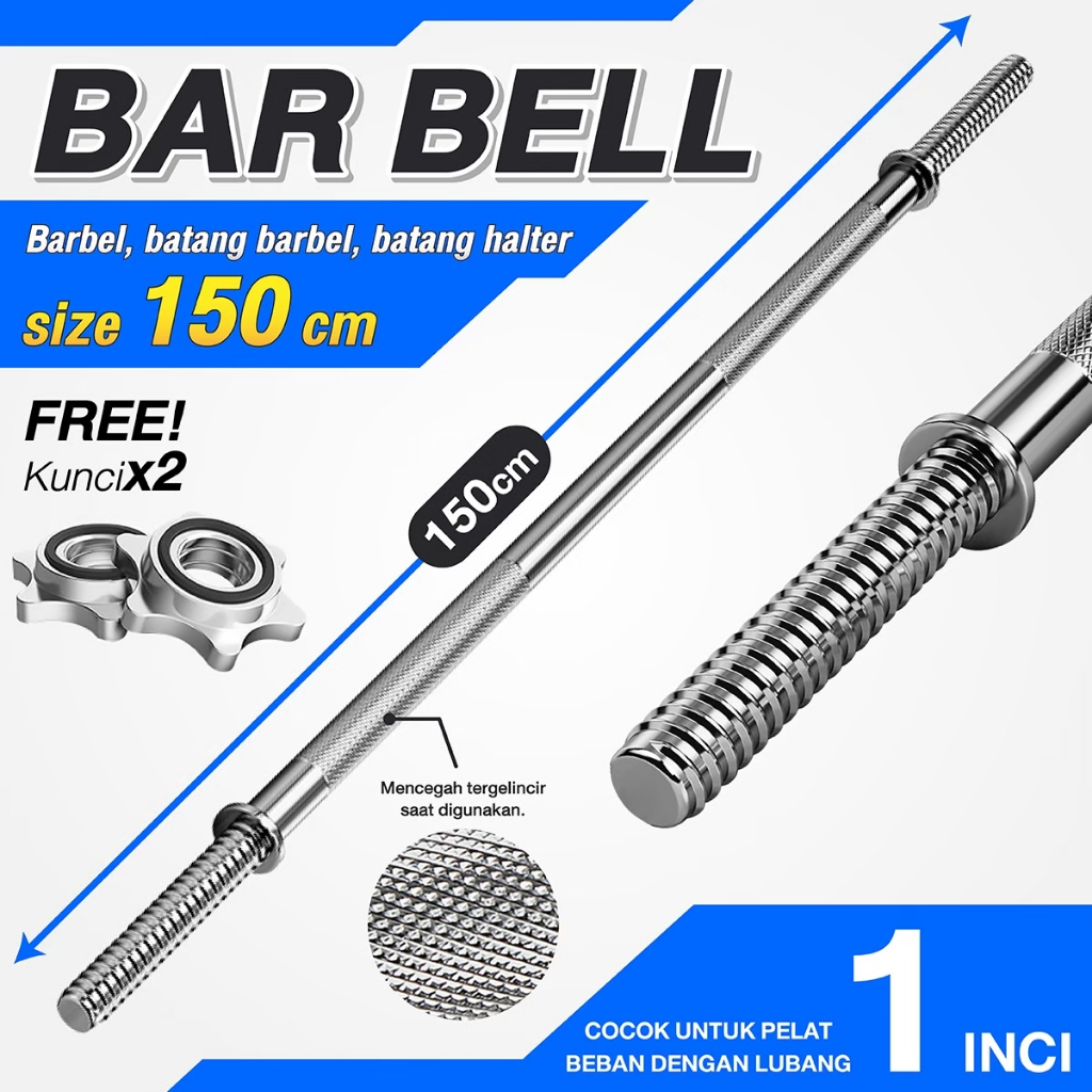 Jual HTD Sport Stick Barbel Rod 150cm dan 180cm Free Weight Plate ...