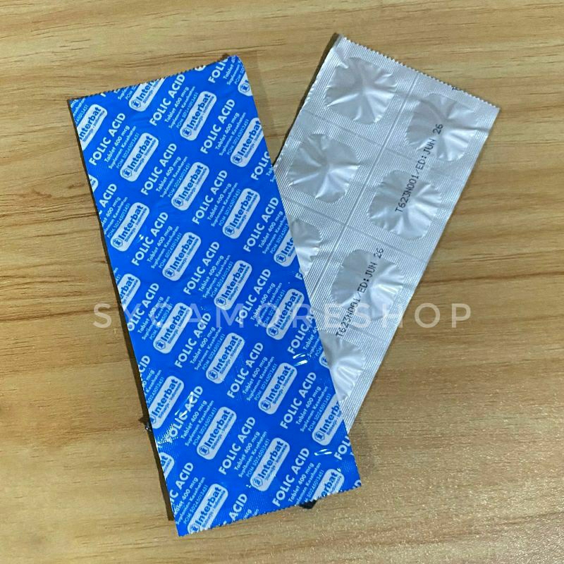 Jual Folic Acid Tab 400 mcg Interbat Asam Folat Kemasan Strip | Shopee ...