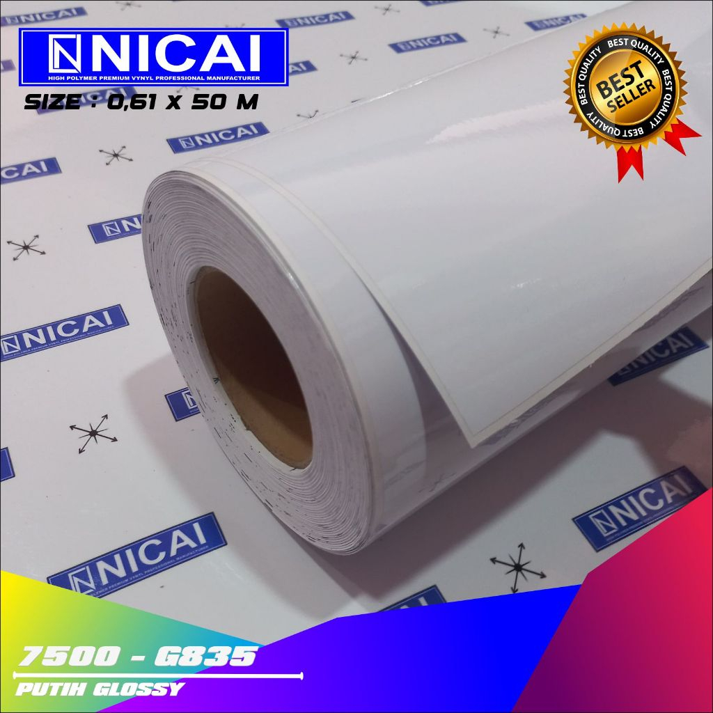 Jual NICAI STICKER PUTIH GLOSSY UKURAN 0,61 x 50 M | Shopee Indonesia