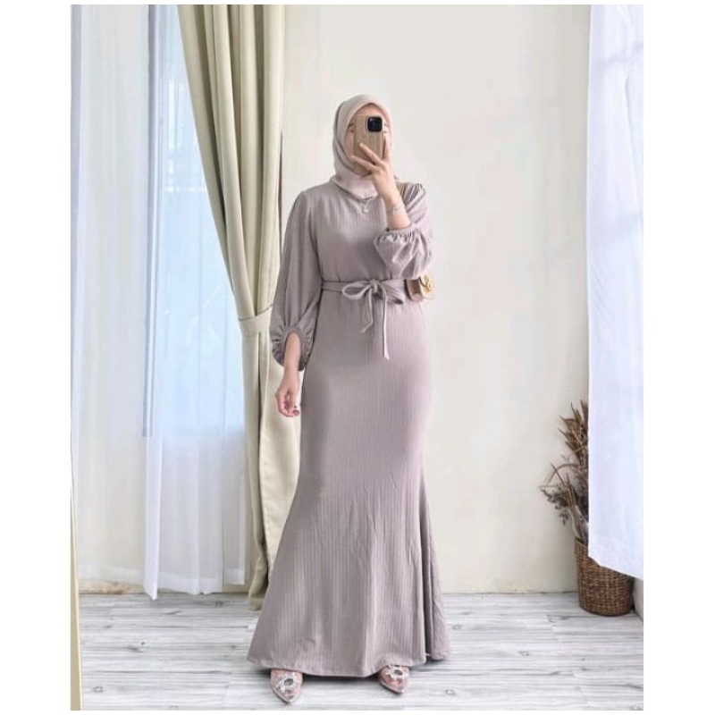 Jual Gamis Maxy Mermaid Knit Premium Tebal-Gamis jumbo 80kg-Gamis Model ...