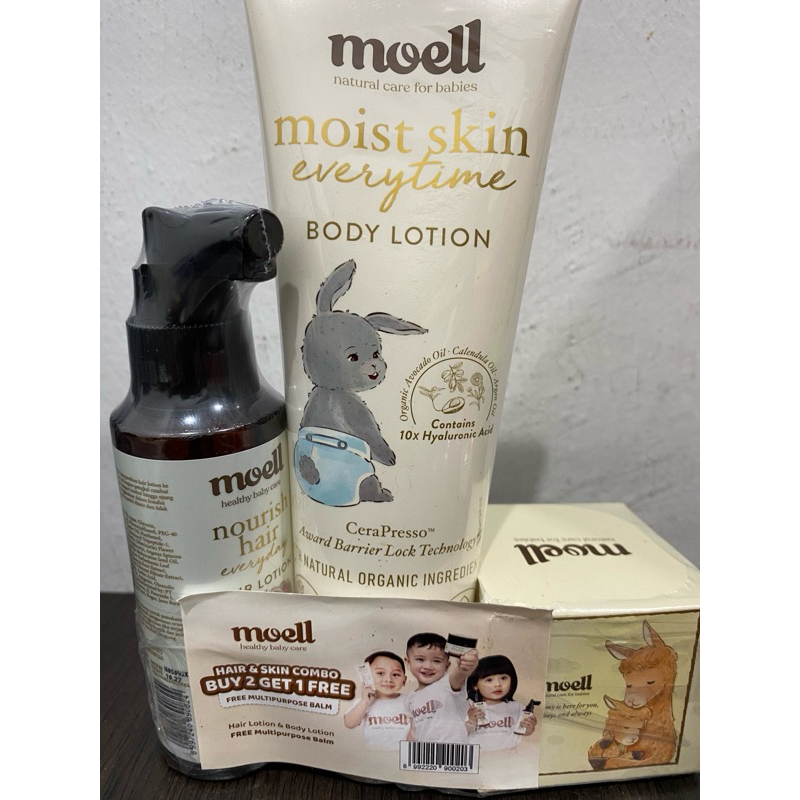 Jual Moell Paket Shampoo + sunscreen (FREE Hair Lotion + Pouch) / Moell ...
