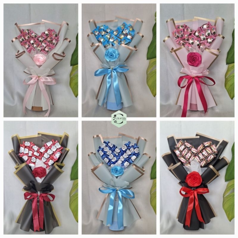 Jual Buket Bentuk love / Buket Permen / CraftinByTitin / Buket Snack ...
