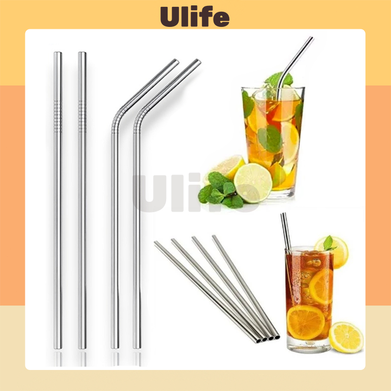 Jual 10PCS Sedotan Stainless Bengkok Straw Sedotan Besi Lengkung ...