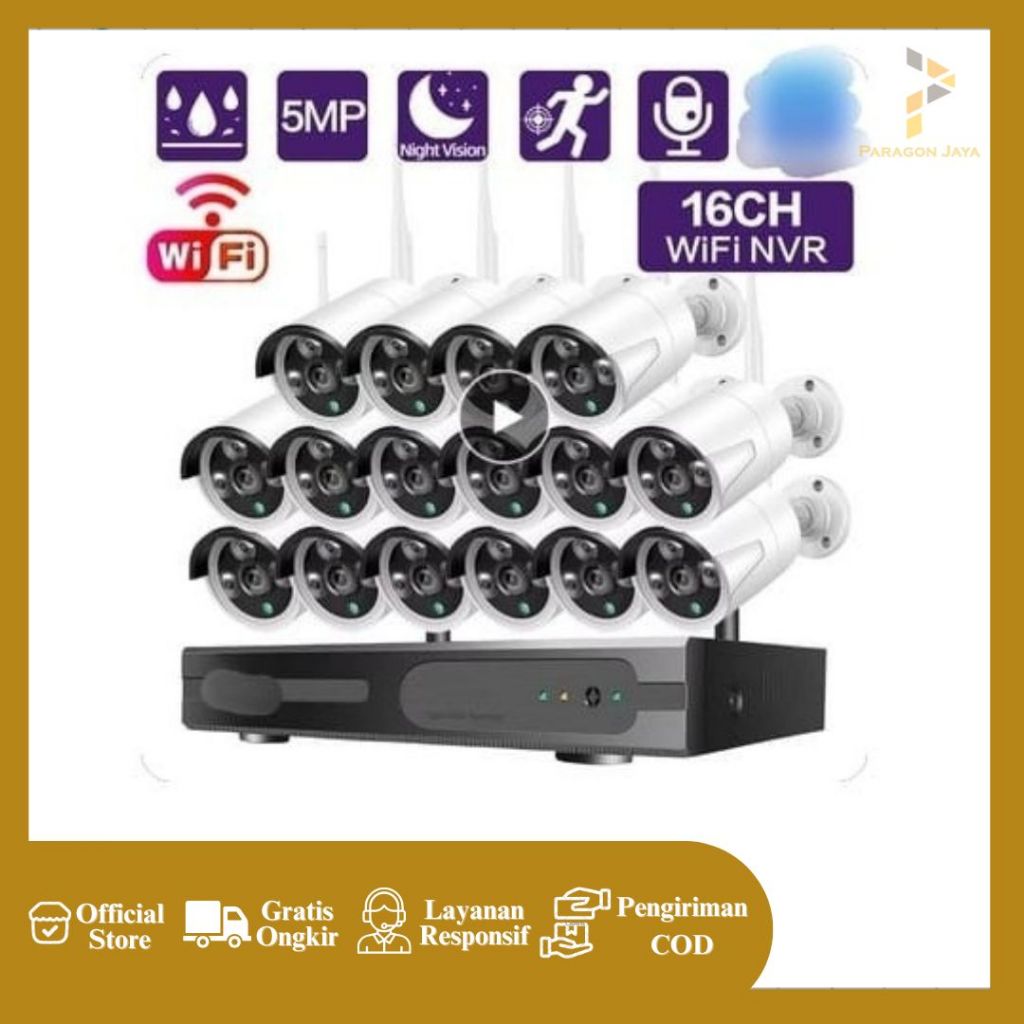 Jual NVR KIT 16CH Wireless Paket IP Camera CCTV Tanpa Kabel 16 Channel ...