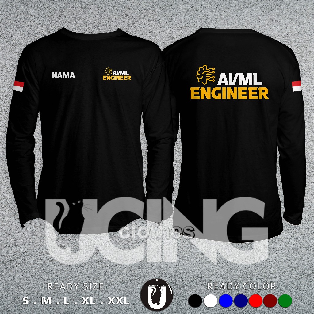 Jual Kaos Baju AI ML Engineer Gratis Nama Kamu Lengan Panjang Kaos ...