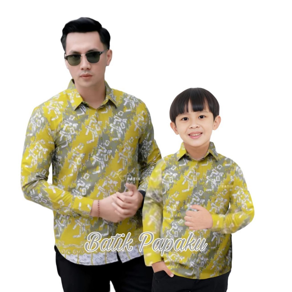 Jual Batik Papaku Kemeja Batik Anak Laki-Laki Lengan Panjang Batik Ayah ...