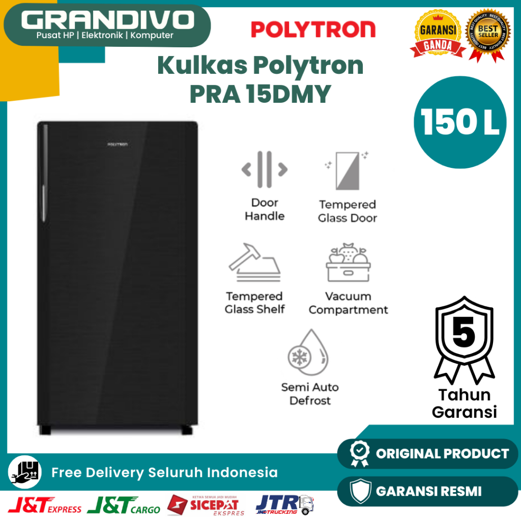 Jual Kulkas Polytron 1 Pintu Belleza 150 Liter PRA 15DMY Glass Door Low ...