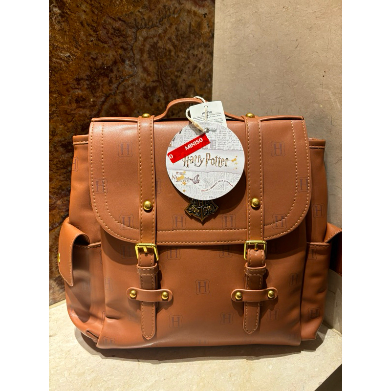 Jual Miniso x Harry Potter monogram backpack brown and Crossbody bag ...
