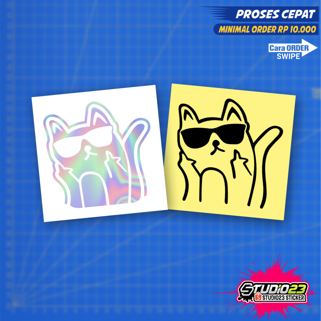 Jual Stiker Cutting meme kucing cat f*ck you keren kartun hologram ...
