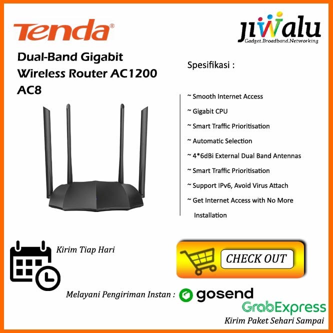 Jual Tenda AC8 - AC1200 Dual-band Gigabit Wireless Router | Shopee Indonesia