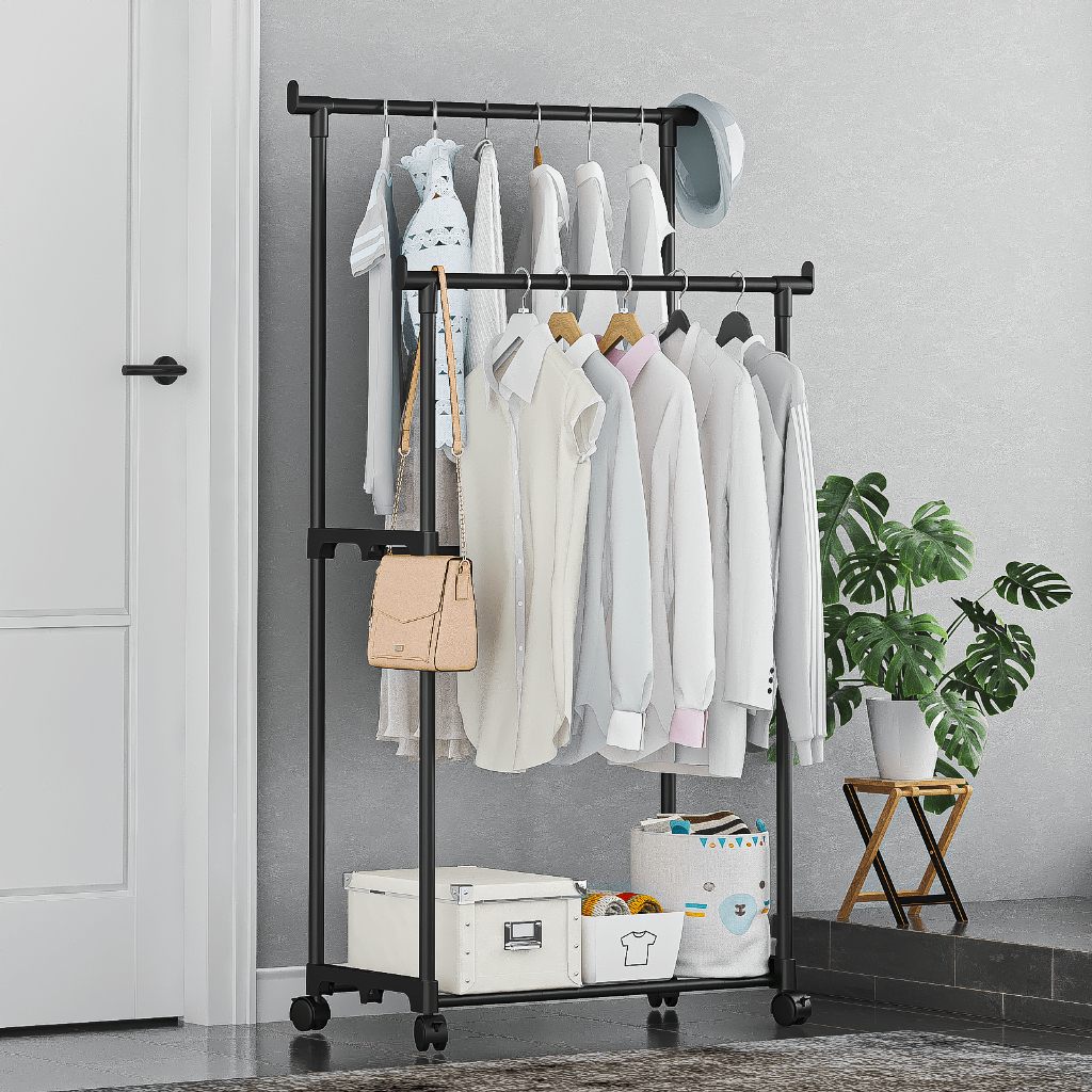 Jual Stand Hanger Double / Rak Gantungan / Jemuran Baju Pakaian Double ...