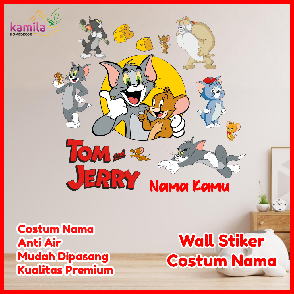 Jual Wall Sticker - Stiker Dinding Custom Nama Tom & Jerry Dekorasi ...