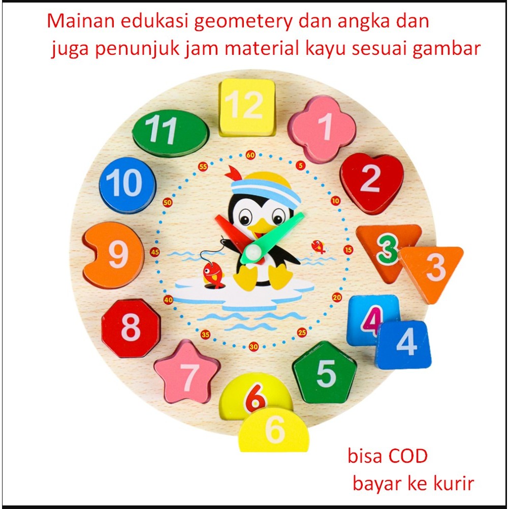 Jual Mainan edukasi geometery dan angka dan juga penunjuk jam material ...
