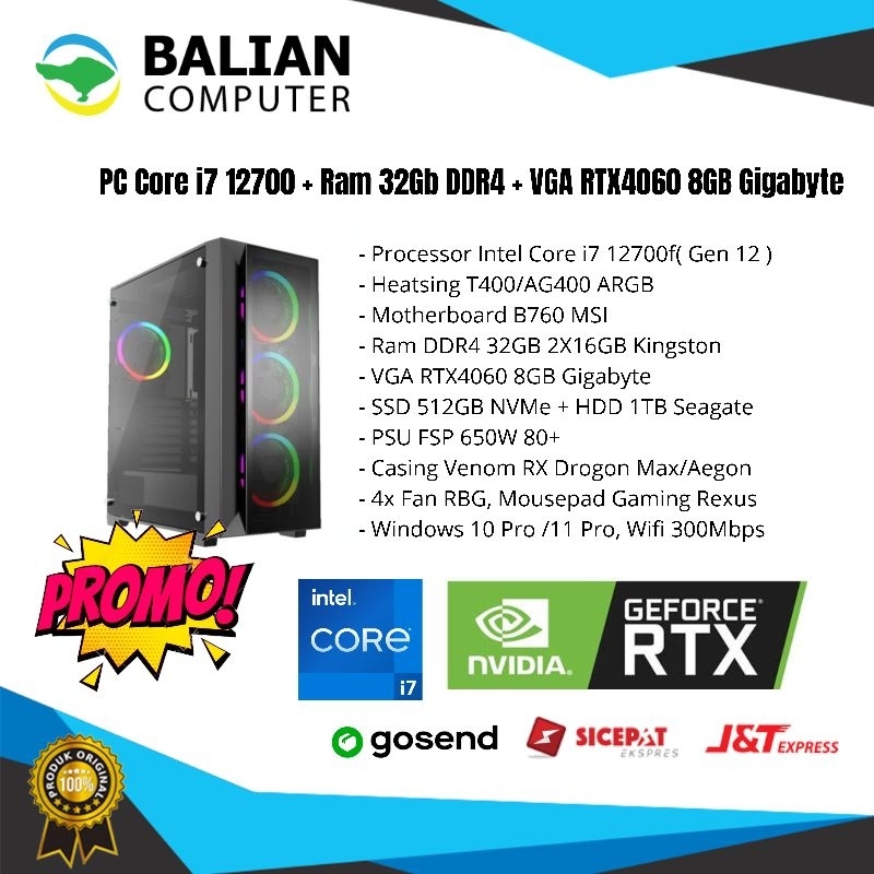 Jual CPU Arsitek dan Gaming Intel Core i7 Gen 12 Ram 32GB VGA RTX4060 ...
