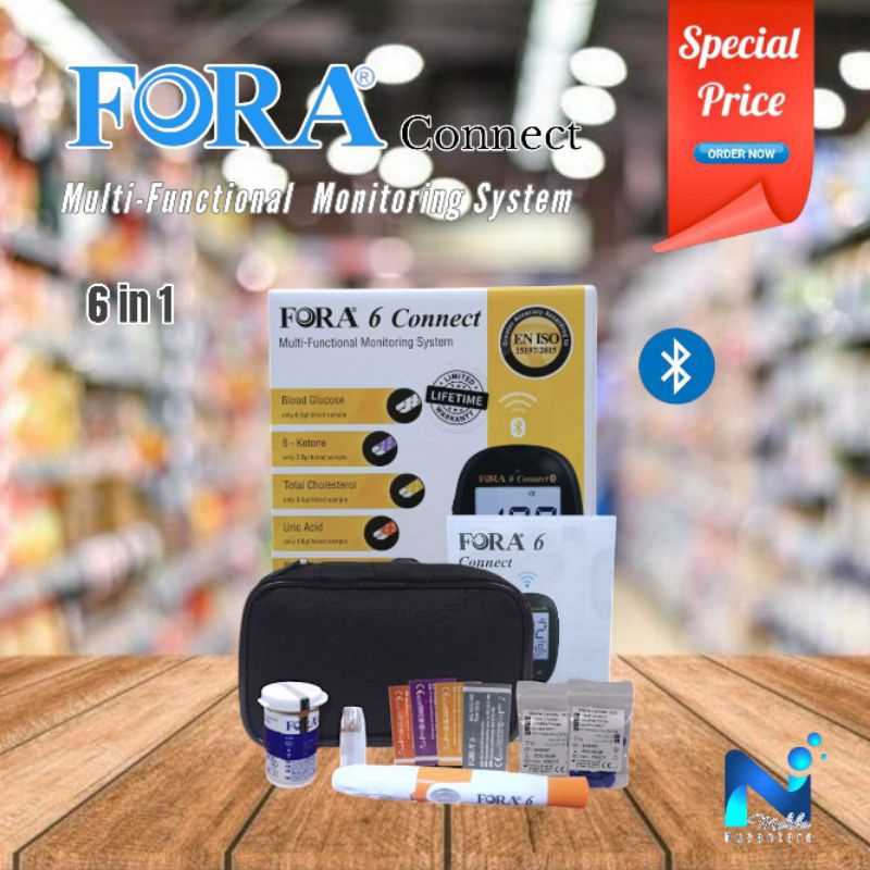 Jual Cek Gula Darah 6in1 Multi Parameter Fora 6 Plus Connect Bluetooth ...