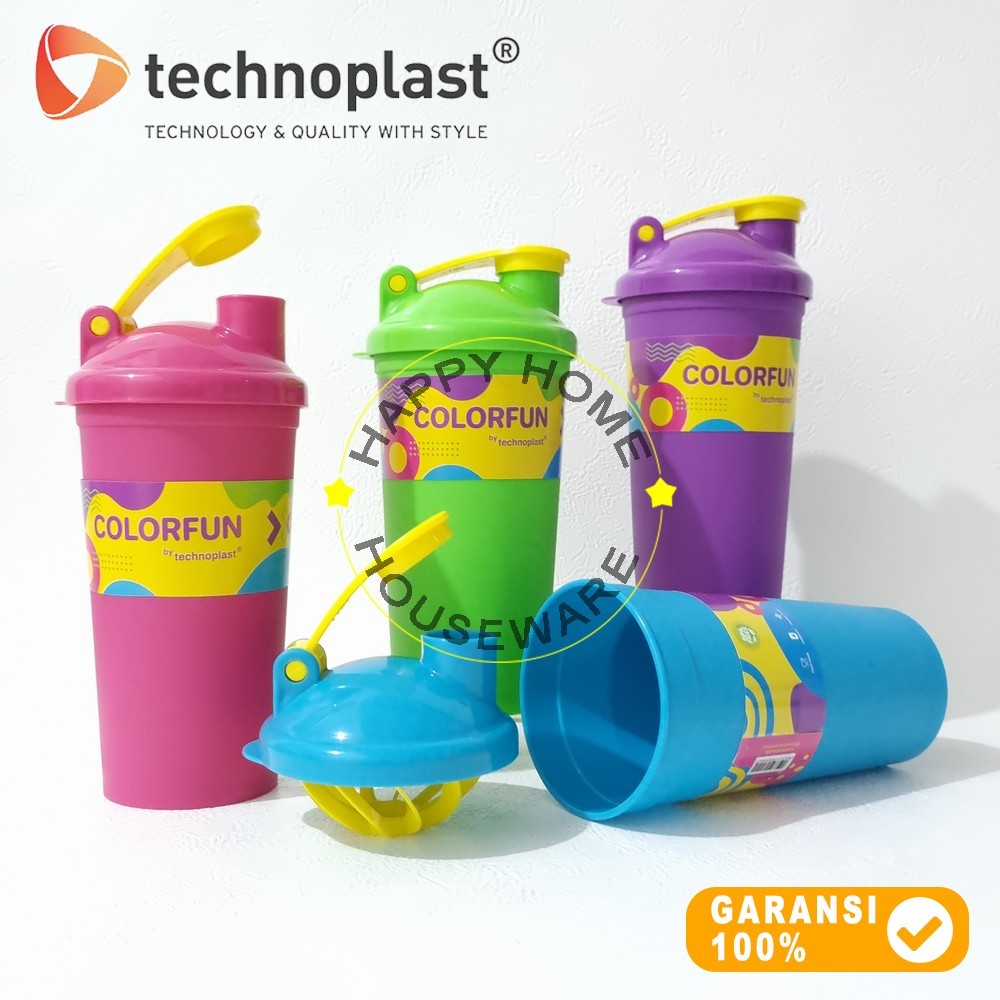 Jual TECHNOPLAST Colorfun Shaker Tumbler 535ml Botol Minum Shaker Botol ...