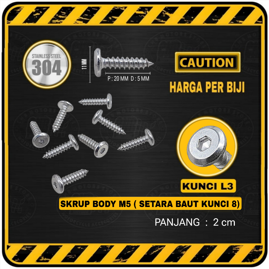 Jual Sekrup Skrup Kunci L STAINLESS Baut Body Slim M5 x 20 | M5x20 ...