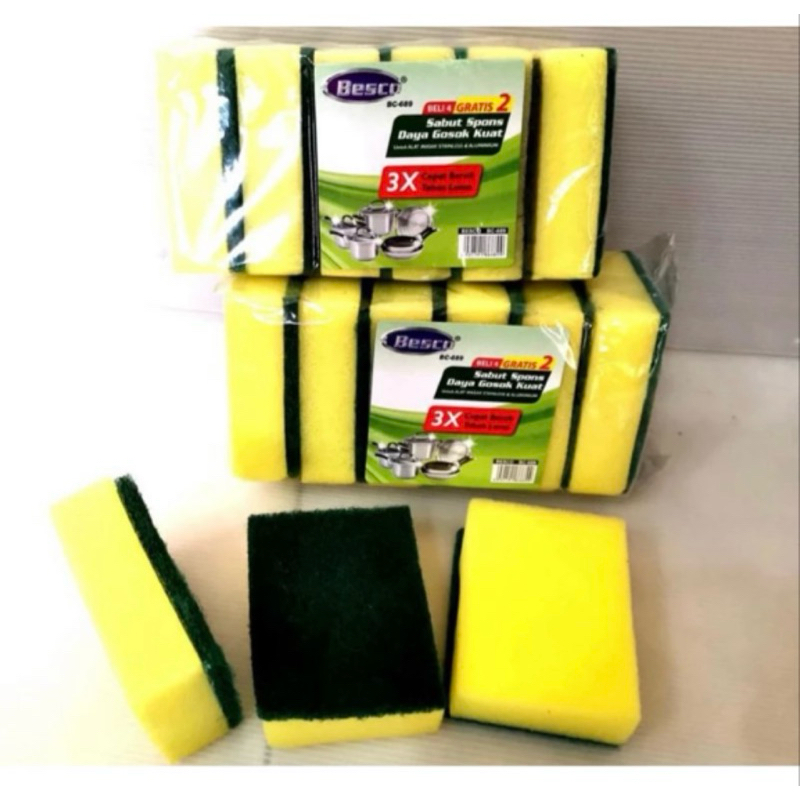 Jual SPON CUCI PIRING KUNING HIJAU 2 sisi per 1pc | Shopee Indonesia