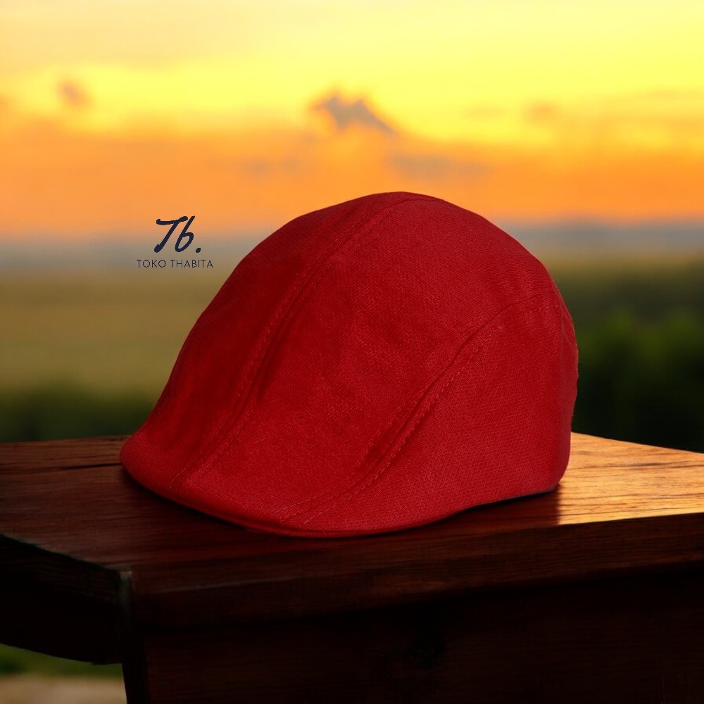 Jual Topi Kodok Pria Maroon Newsboy Flat Cap Patino Warna Merah ...