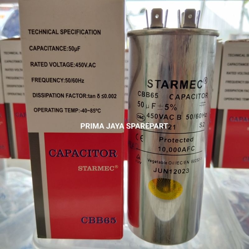 Jual Kapasitor 50 uf Capasitor AC 50 mikro Starmec Original | Shopee Indonesia