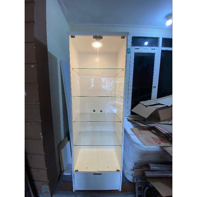 Jual Lemari pajangan kaca kayu LED / Lemari tas / lemari action figure ...