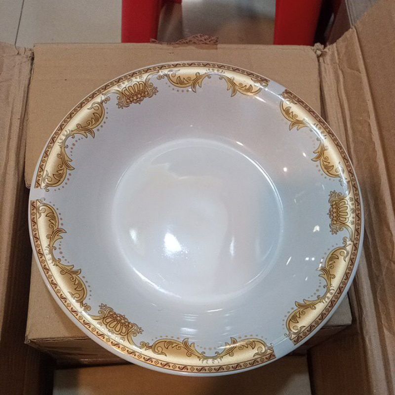 Jual Piring Makan keramik 9 inch merk lucky motif Gold 1 lusin | Shopee ...